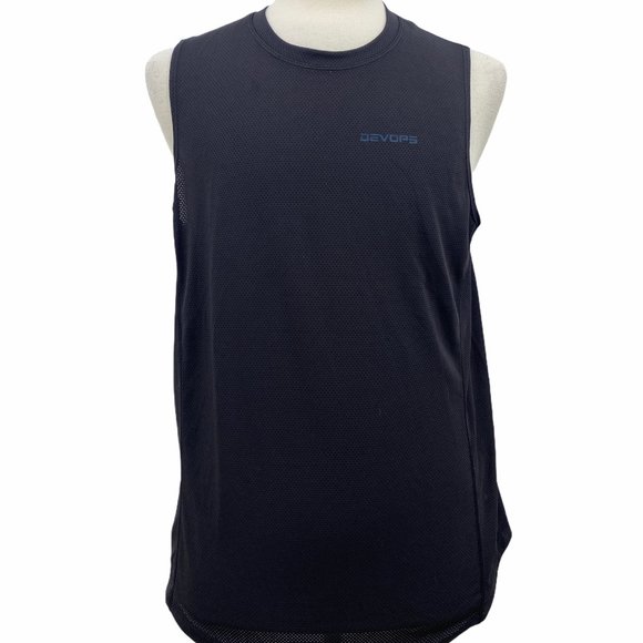 Devops | Shirts | Devops Mens Blue Sleeveless Shirt Black Trim Act ...